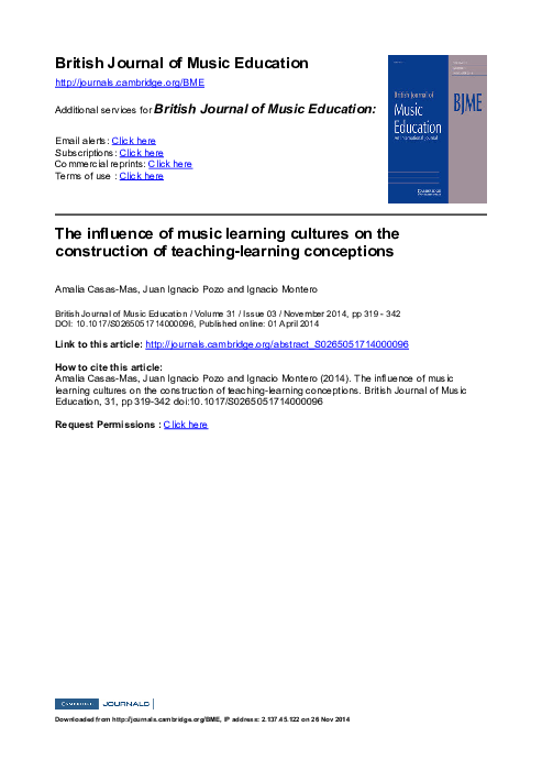(PDF) Towards a theory of music education A conceptual framework to ...