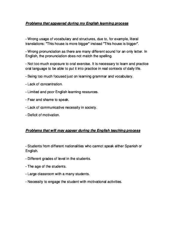 (PDF) Problems that appeared during my English learning process