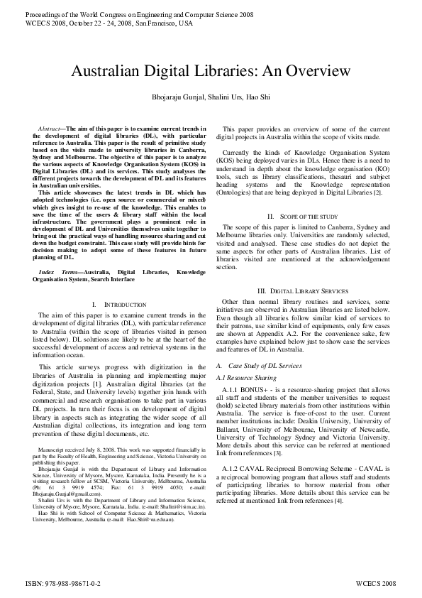 (PDF) Australian Digital Libraries: An Overview