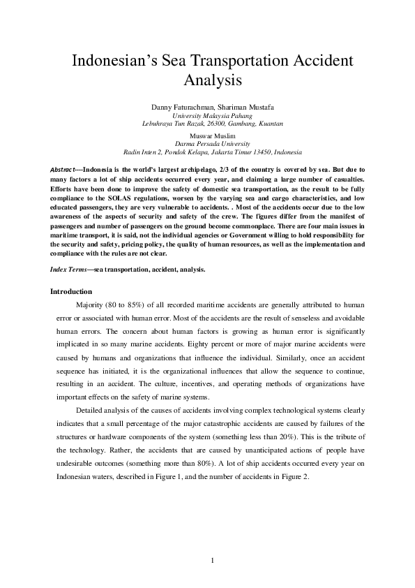 (DOC) INDONESIAN'S SEA TRANSPORTATION ACCIDENT ANALYSIS