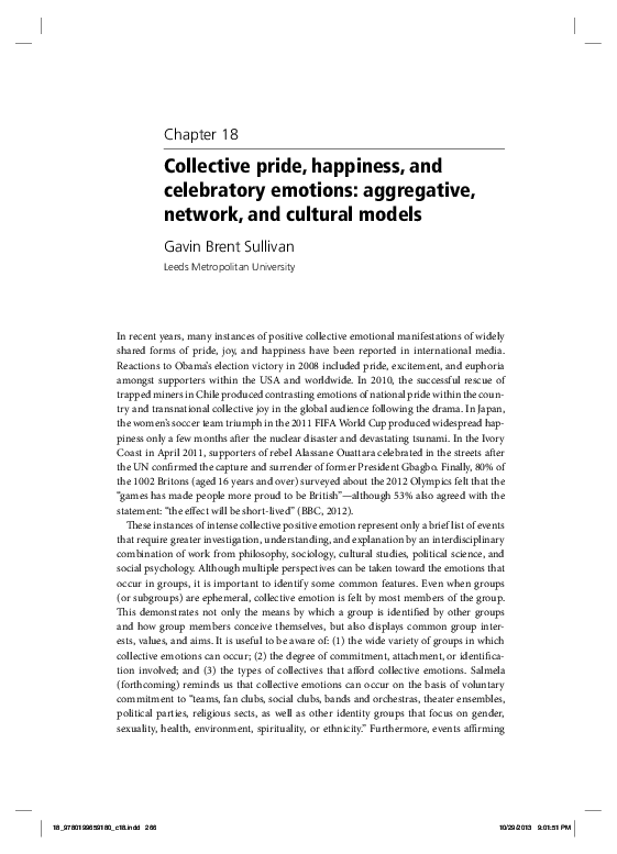 (PDF) Collective pride, happiness and celebratory emotions: Aggregative ...