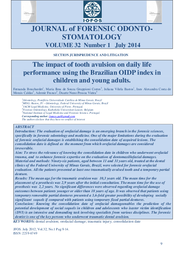 (PDF) The impact of tooth avulsion on daily life performance using the ...