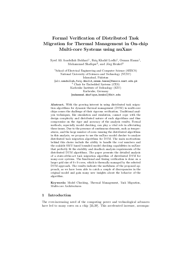 (PDF) Formal Verification of Distributed Task Migration for Thermal Management in On-chip Multi ...