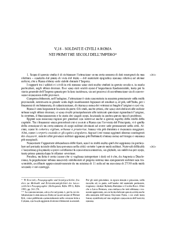 (PDF) 145 - Soldati e civili a Roma nei primi tre secoli dell’impero
