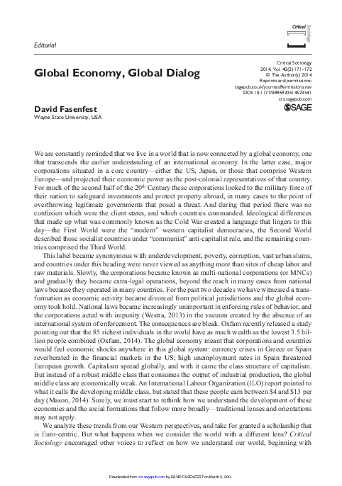 (PDF) Global Economy, Global Dialog