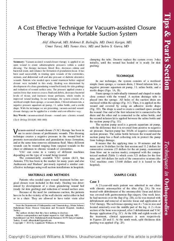 (PDF) A Cost Effective Technique for Vacuum-assisted Closure Therapy ...