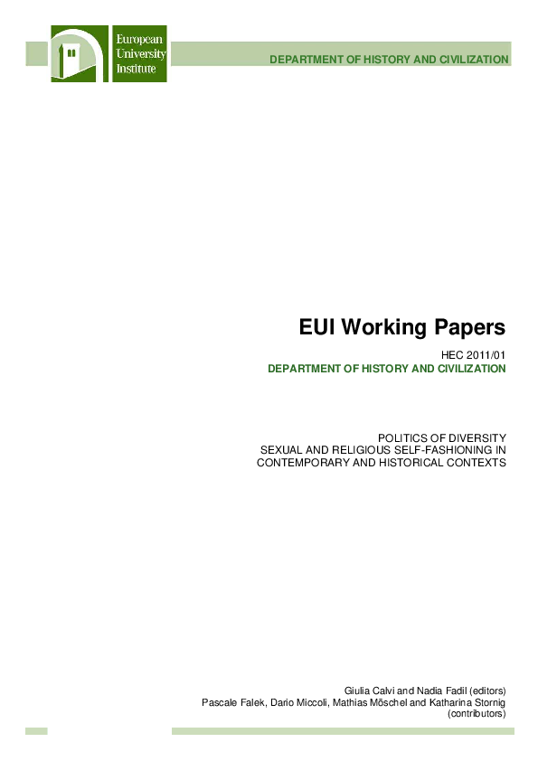 (PDF) Politics of Diversity. Sexual and Religious Self-Fashioning in ...