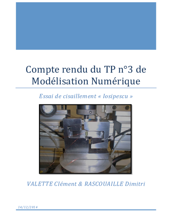 (PDF) Compte rendu du TP n°3 de Modélisation Numérique