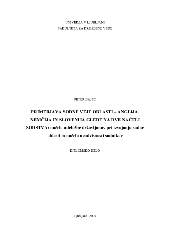 (PDF) PRIMERJAVA SODNE VEJE OBLASTI - ANGLIJA, NEMČIJA IN SLOVENIJA GLEDE NA DVE NAČELI SODSTVA ...