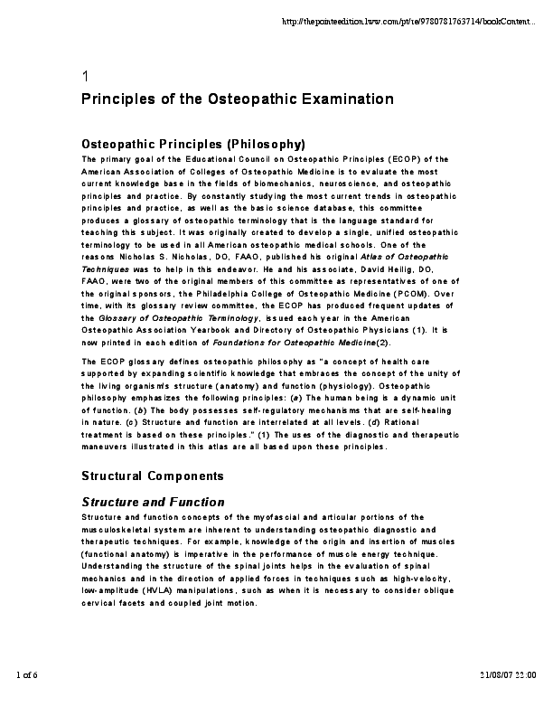 (PDF) Principles of the Osteopathic Examination | alexandra bianca ...
