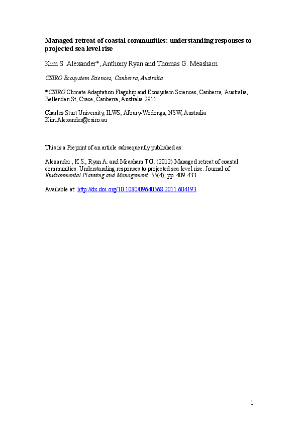 (DOC) Managed retreat of coastal communities: understanding responses ...
