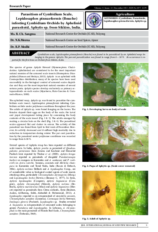 (PDF) Parasitism of Cymbidium Scale Lepidosaphes pinnaeformis (Bouche ...