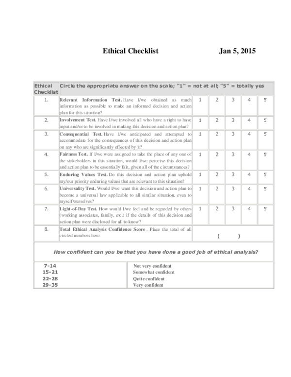 (DOC) Ethical Checklist