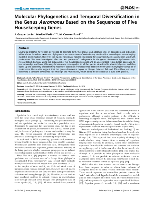 Pdf Molecular Phylogenetics And Temporal Diversification In The Genus