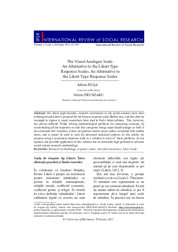 (PDF) The Visual Analogue Scale. An Alternative to the Likert Type ...