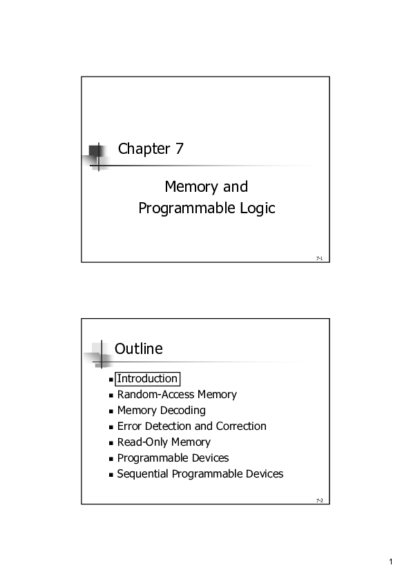 Pdf Chapter 7 Memory And Programmable Logic 7 2 Outline Introduction Random Access Memory