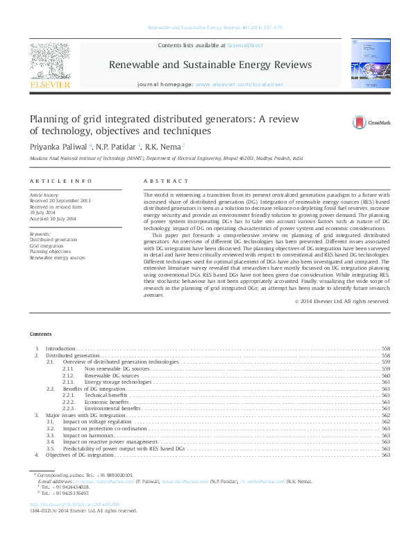 (PDF) Planning of grid integrated distributed generators: A review of technology, objectives and ...