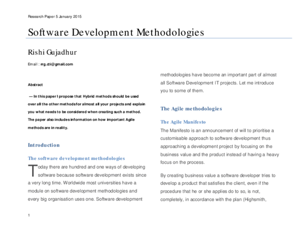 (PDF) Software Development Methodologies