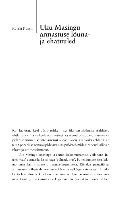 (PDF) Uku Masingu armastuse lõuna- ja ehatuuled. (Southern Winds of Uku ...
