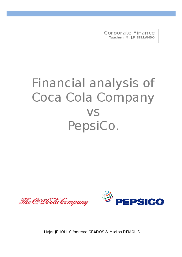 (DOC) Financial analysis of Coca Cola Company vs PepsiCo