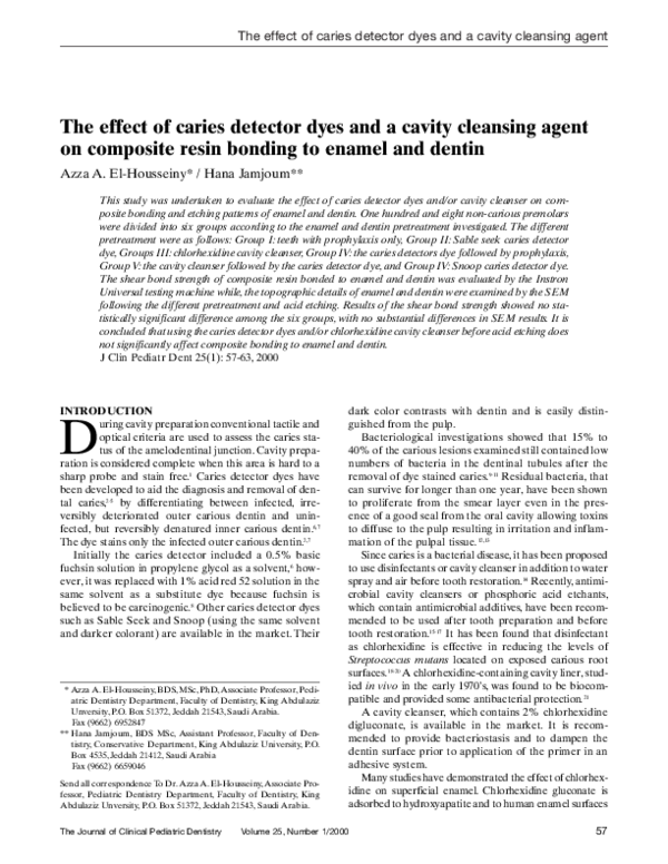 (PDF) The effect of caries detector dyes and a cavity cleansing agent ...