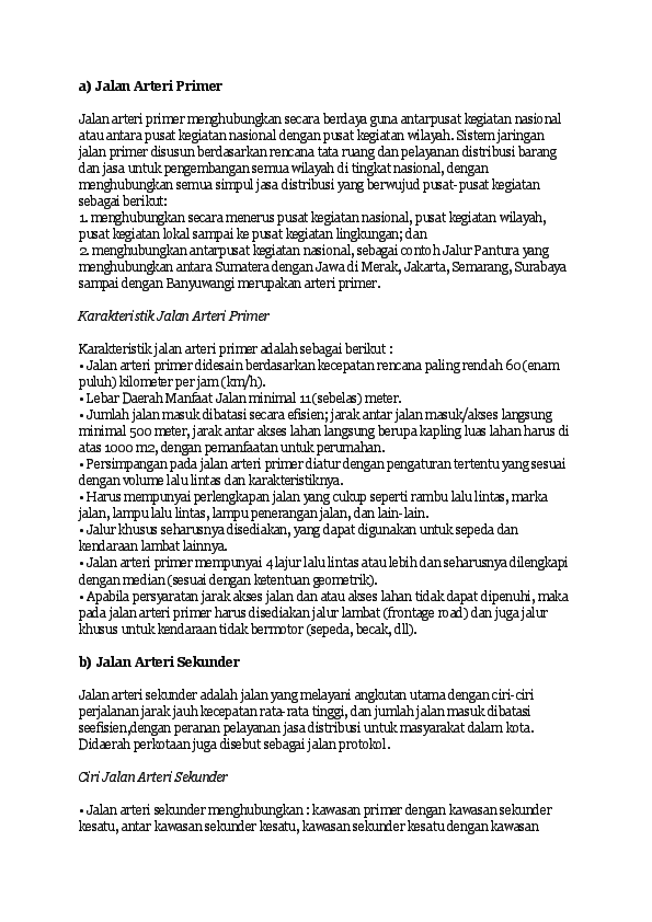 (DOC) a) Jalan Arteri Primer