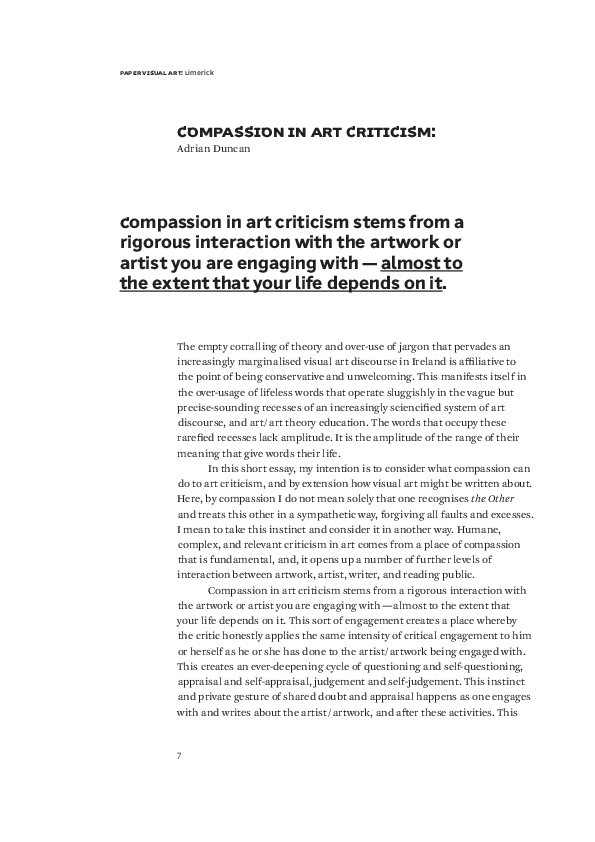 (PDF) Compassion in Art Criticism_Paper Visual Art Journal Limerick ...