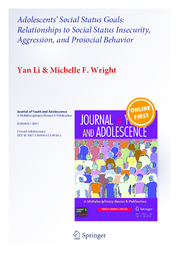 (PDF) Adolescents' Social Status Goals: Relationships to Social Status ...