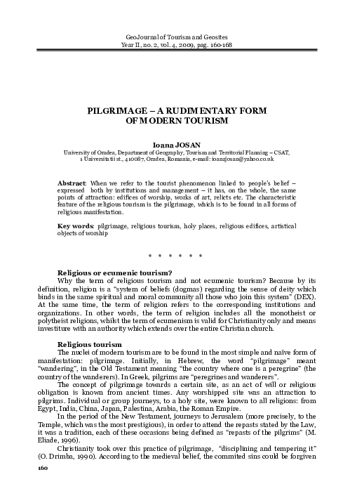 (PDF) PILGRIMAGE – A RUDIMENTARY FORM OF MODERN TOURISM