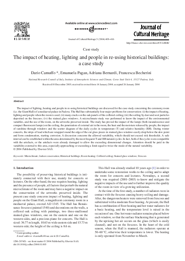 (PDF) The impact of heating, lighting and people in re-using historical ...