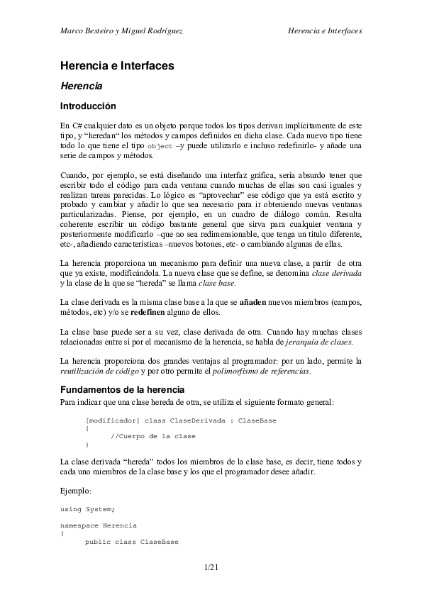 (PDF) Herencia e Interfaces