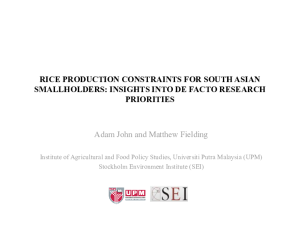 (PPT) Rice production constraints for South Asian smallholders ...