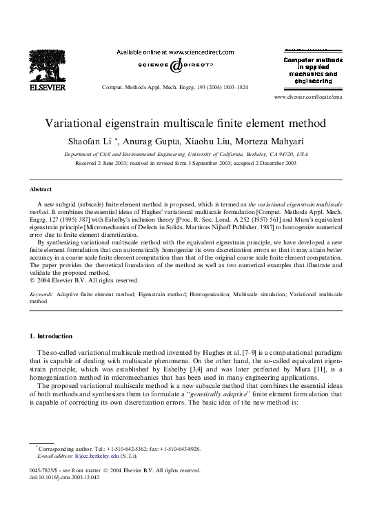 (PDF) Variational eigenstrain multiscale finite element method