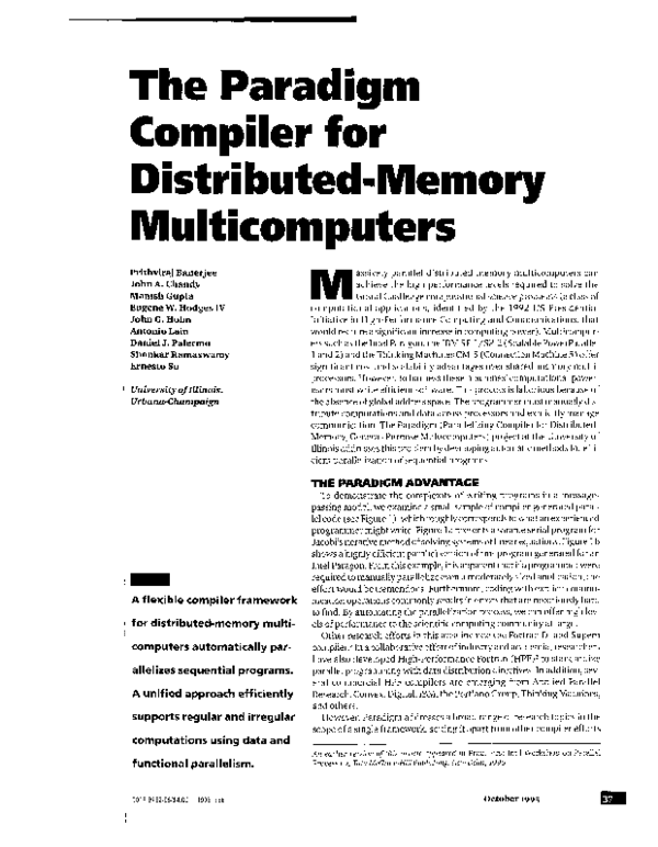 (PDF) The Paradigm Compiler for Distributed-Memory Multicomputers | manish gupta - Academia.edu