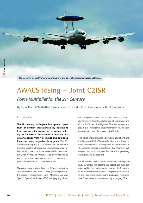 (PDF) AWACS Rising – Joint C2ISR, Force Multiplier for the 21st Century