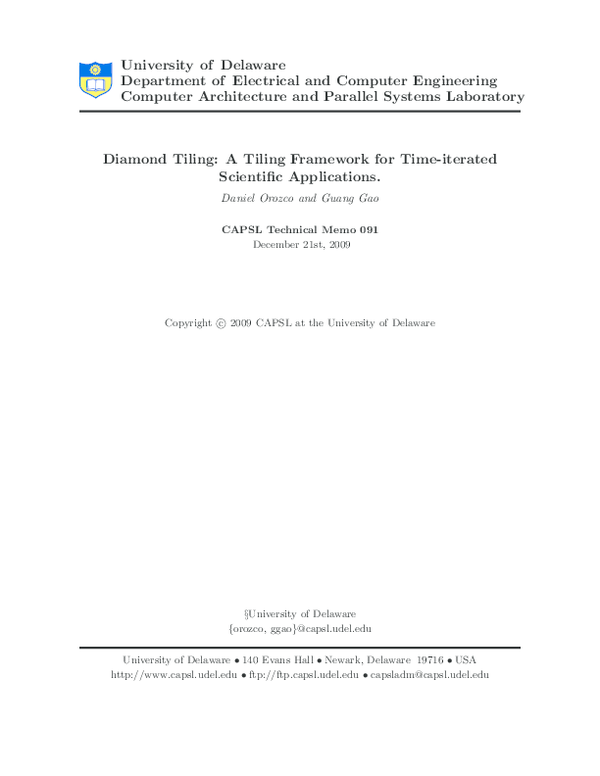 Pdf Diamond Tiling A Tiling Framework For Time Iterated Scientic Applications