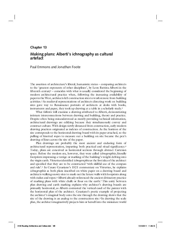 (PDF) Making Plans: Alberti's ichnography as cultural artifact