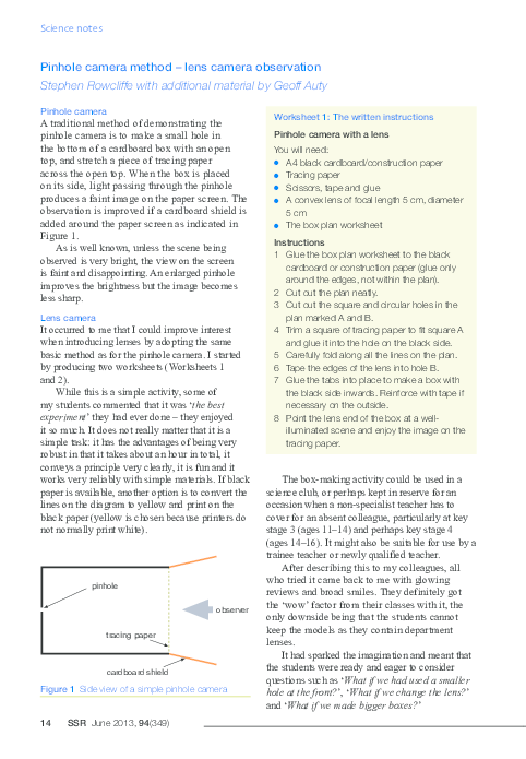 (PDF) Pinhole camera method