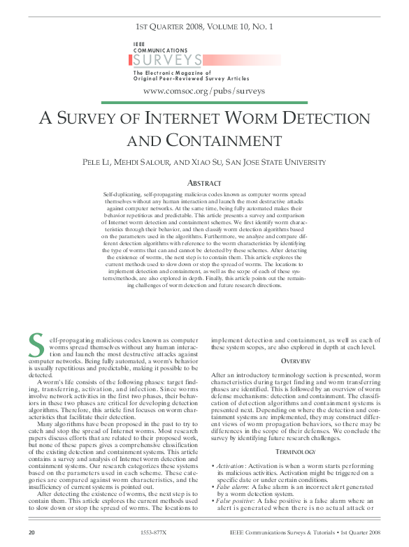 (PDF) IEEE Communications Surveys & Tutorials @BULLET 1st Quarter 2008 20