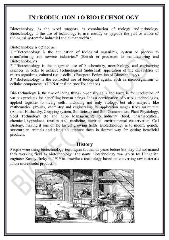 (DOC) Introduction to Biotechnology