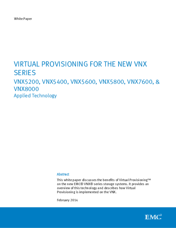 (PDF) VIRTUAL PROVISIONING FOR THE NEW VNX SERIES
