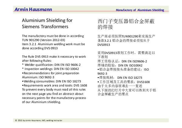 (PDF) Aluminium Shielding for Siemens Transformers