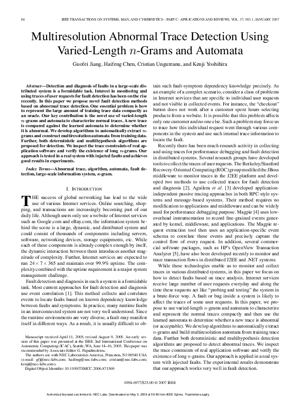 (PDF) Multiresolution Abnormal Trace Detection Using Varied-Length n-Grams and Automata