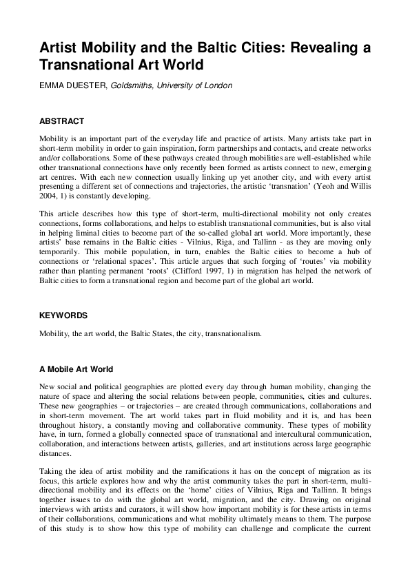 (DOC) Artist Mobility and the Baltic States: Creating a Transnational ...