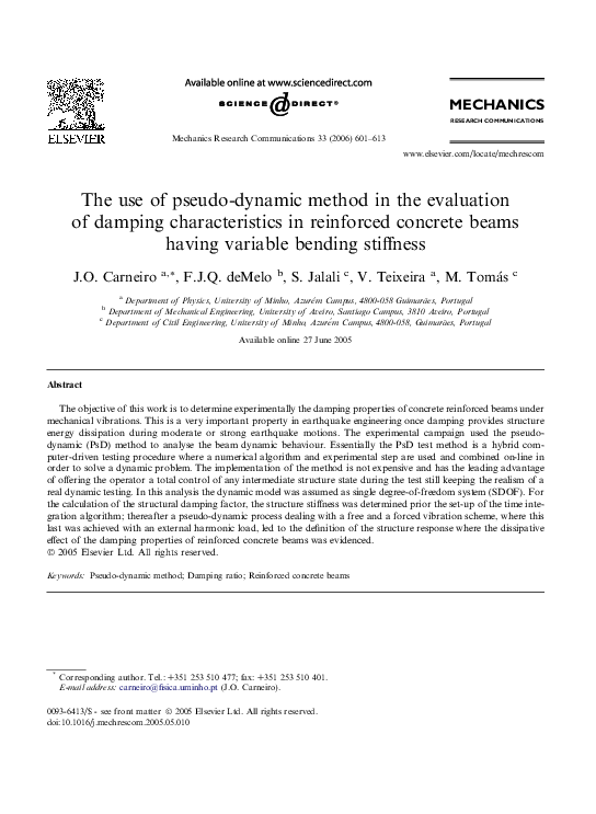 Pdf The Use Of Pseudo Dynamic Method In The Evaluation Of Damping