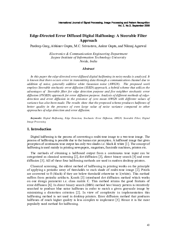 (PDF) Edge-Directed Error Diffused Digital Halftoning: A Steerable Filter Approach