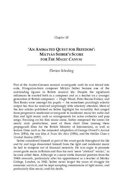 (PDF) ‘An Animated Quest for Freedom’: Mátyás Seiber’s Score for The ...