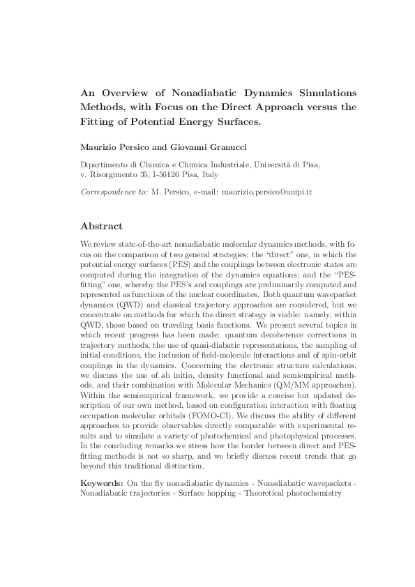 An Overview Of Nonadiabatic Dynamics Simulations Methods With Focus On