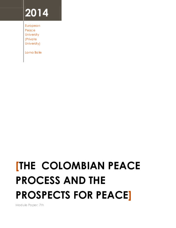(PDF) The Colombian Peace Process and the Prospects for Peace