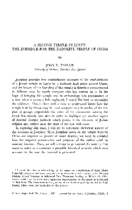 (PDF) A Second Temple in Egypt: The Evidence for the Zadokite Temple of ...